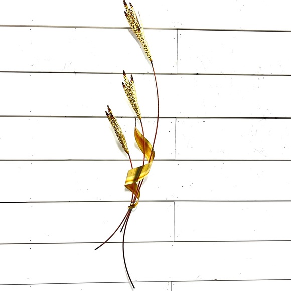 Accents | Vintage Cattail Wall Decor Brass Gold Metal | Poshmark